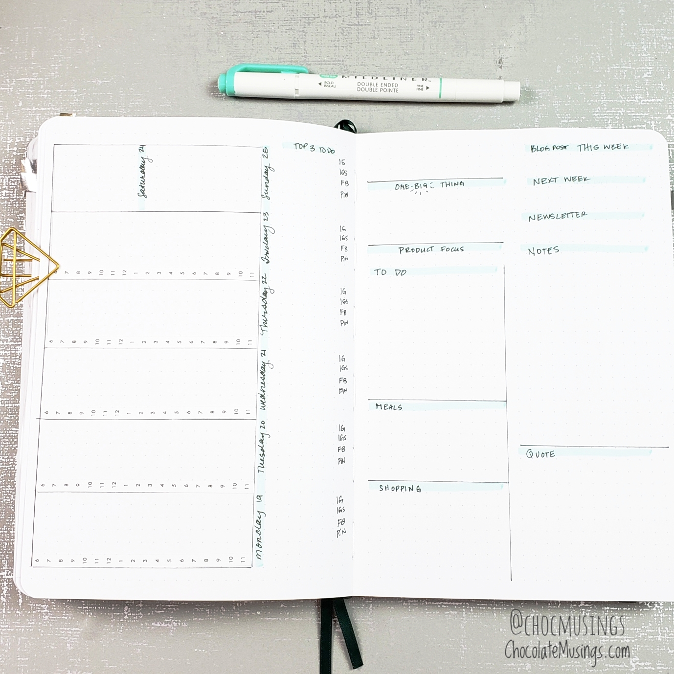 Weekly Time Block Spreads for Your Bullet Journal - Chocolate Musings