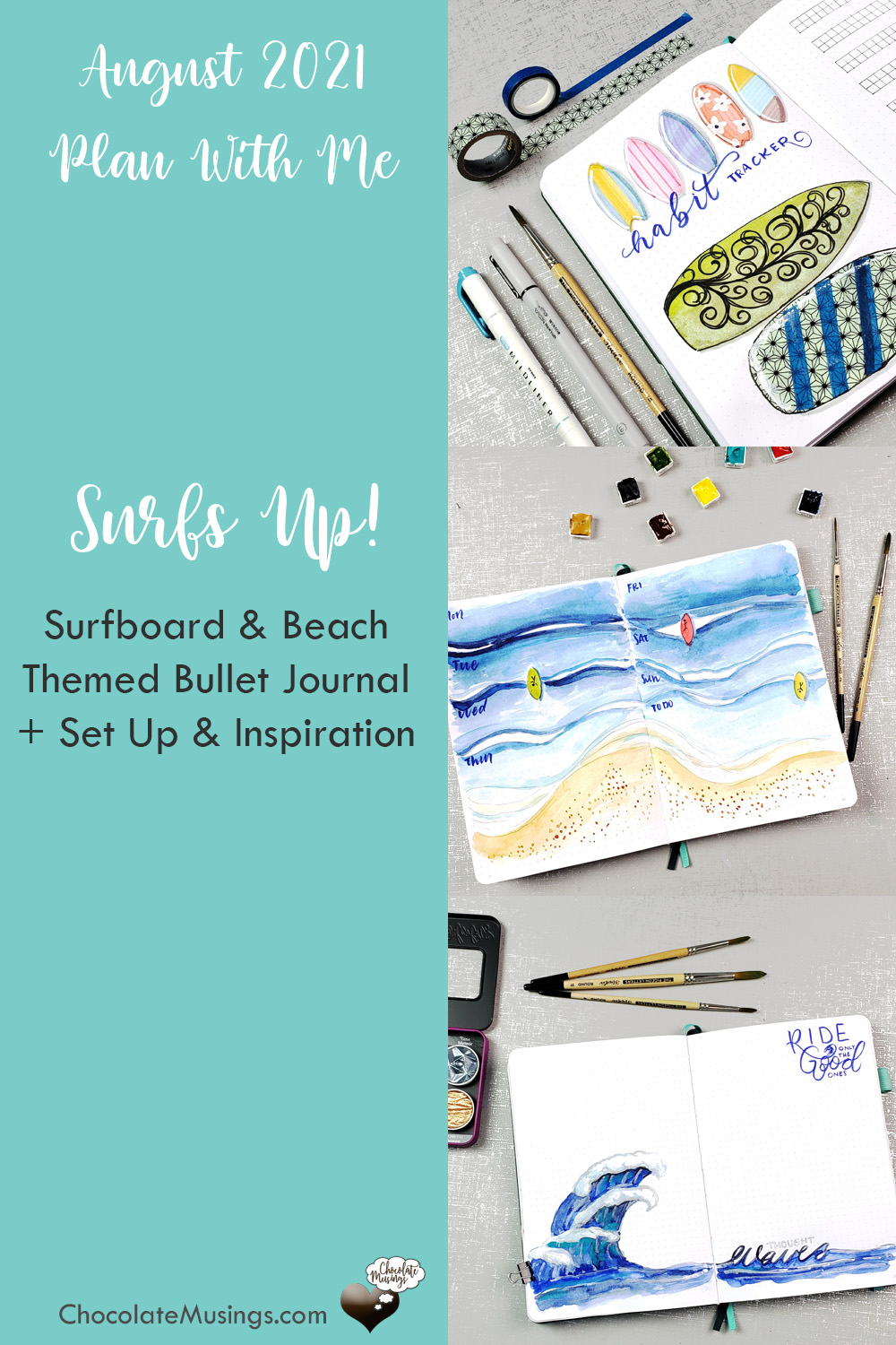 August 2021 Plan With Me - Surfing into New Beginnings - Chocolate Musings